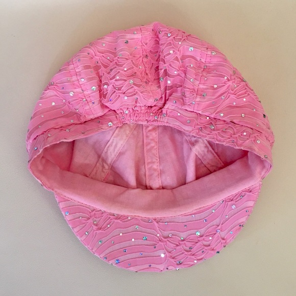 Accessories | Rhinestone Studded Pink Textured Cap | Poshmark